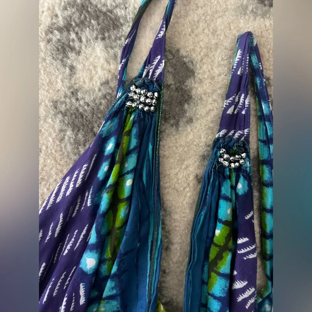 Dresses | Vibrant Blue And Green Patterned Dress | Poshmark